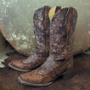 CAVENDERS | Shoes | Cavenders Brown Distressed Leather Cowgirl Boots ...